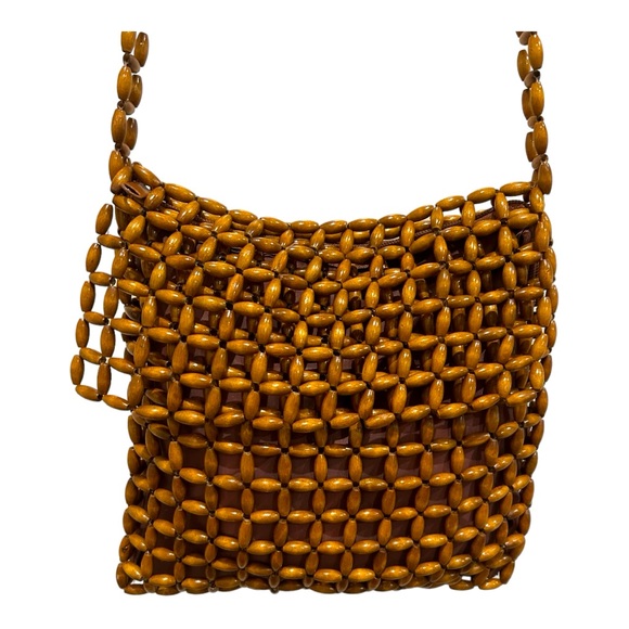 Lisa Ganz | Bags | Vintage Lisa Ganz Beaded Wooden Brown Crossbody ...